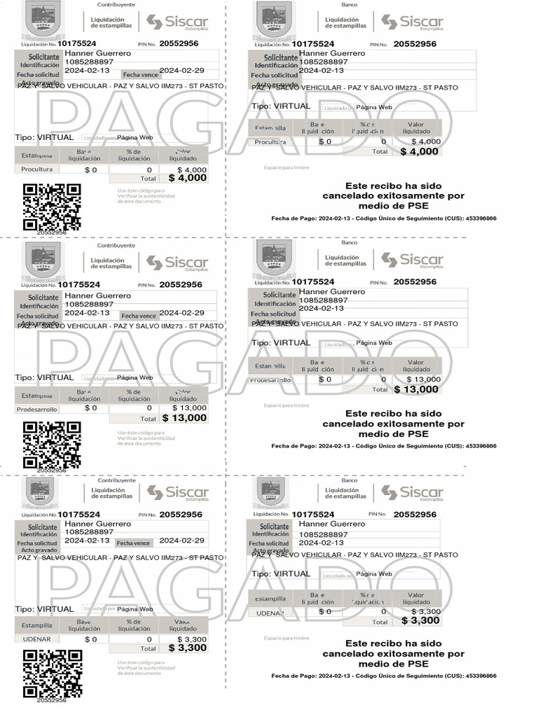 Comprobante Pago PSE 20552956 | PDF