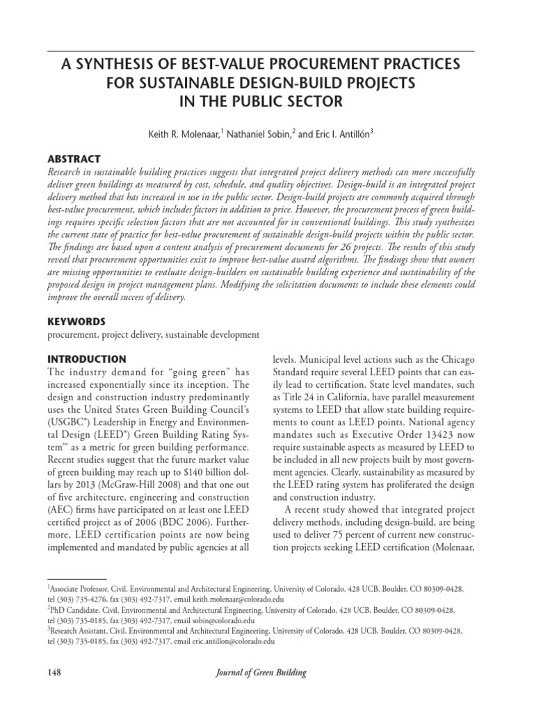 A Synthesis of Best-Value Procurement Practices | PDF | Project ...