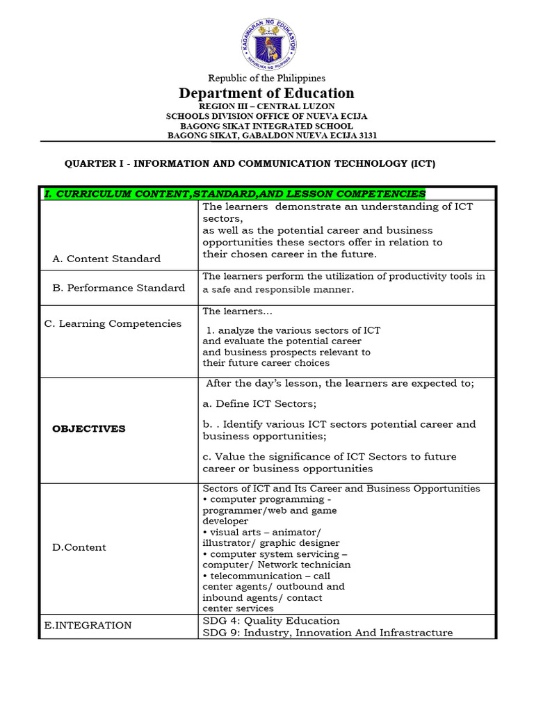 ICT Sectors and Career Opportunities | PDF | Educational Technology ...