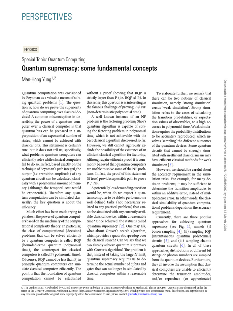 Quantum Supremacy Some Fundamental Concepts | PDF | Quantum Computing | Theoretical Computer Science