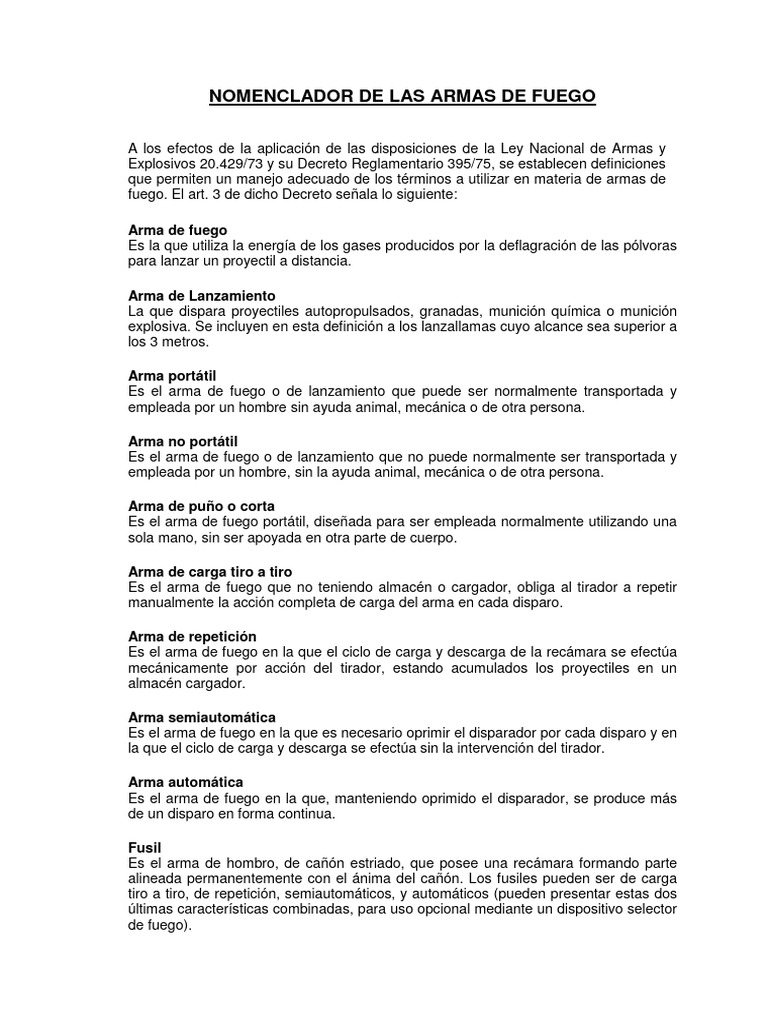 Nomenclador de Las Armas de Fuego | PDF | Armas de fuego | Cartucho ...