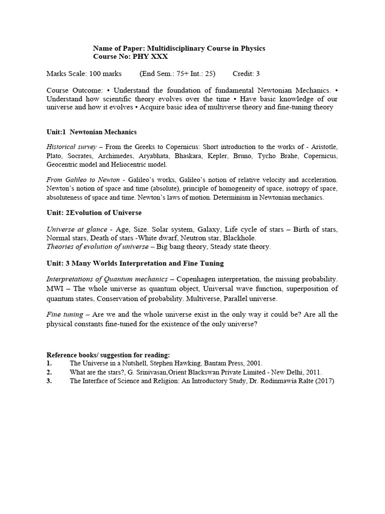 NEP Syllabus - Multidisciplinary Physics | PDF