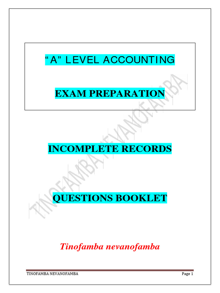 Incomplete Records Booklet | PDF | Expense | Credit Card