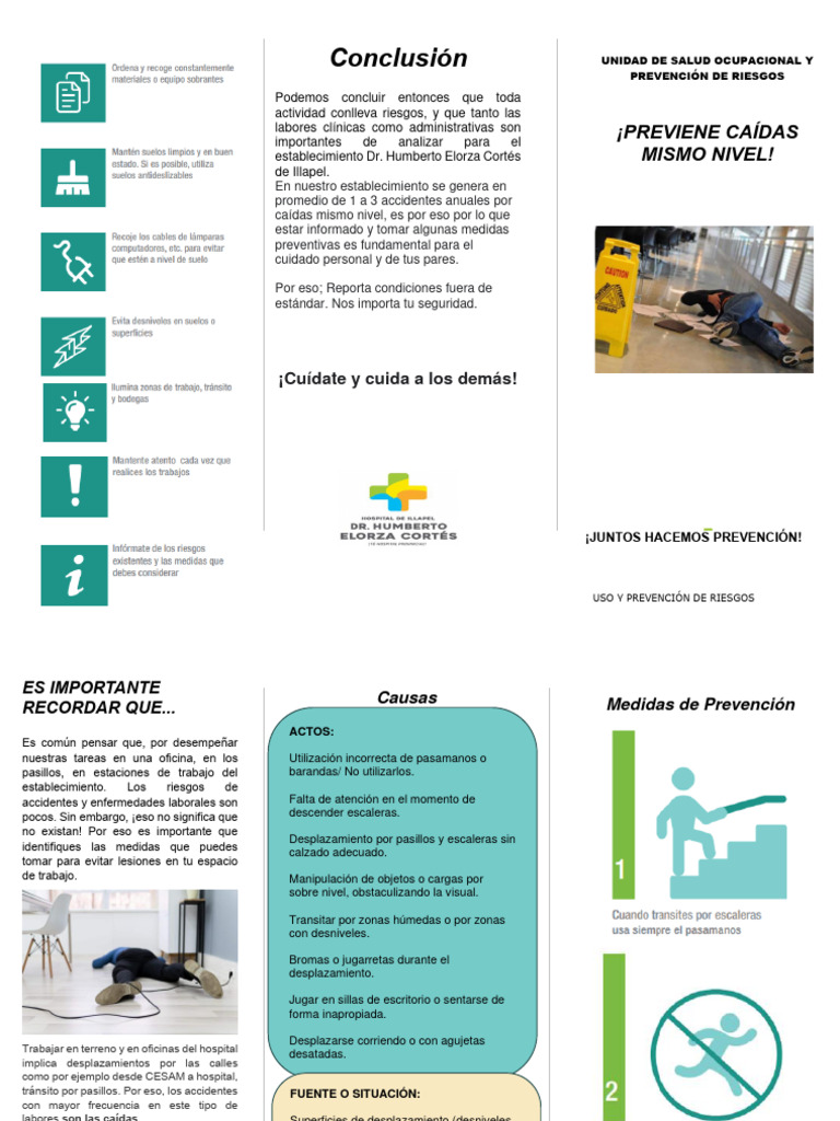 Triptico Caídas Mismo Nivel | PDF | Seguridad y salud ocupacional