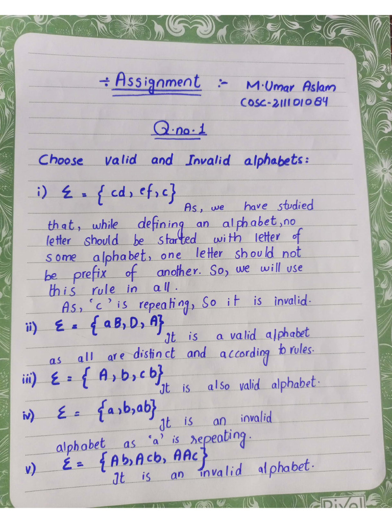 Automata Assignment COSC-211101084 | PDF