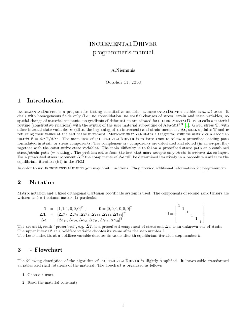 Incremental Driver | PDF | Matrix (Mathematics) | Stress (Mechanics)