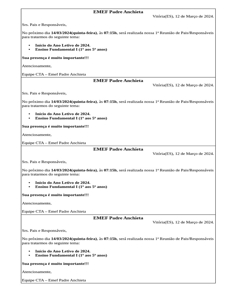 Bilhete Reunião EFI | PDF