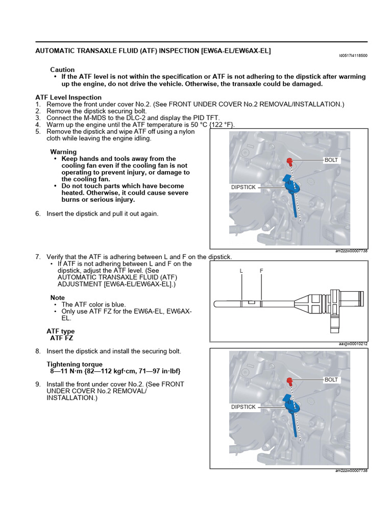 ATF Inspection Guide for EW6A-EL Models | PDF
