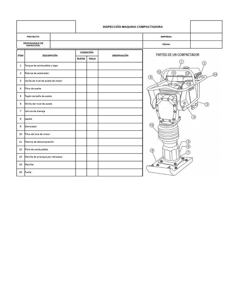 Lista de Inspección de Compactadora | PDF