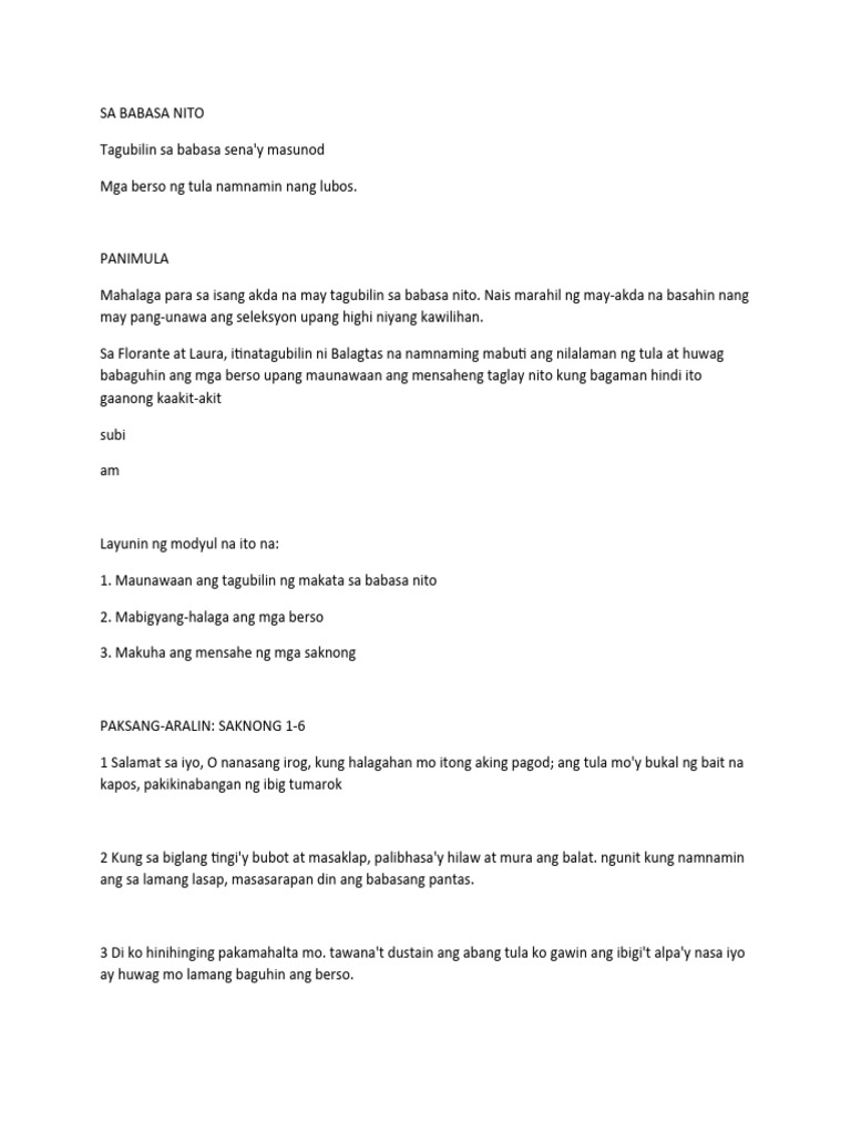 SA BABASA NITO | PDF