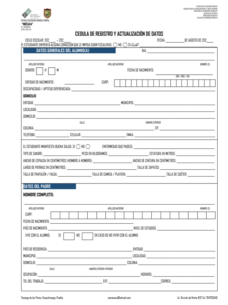 Cedula de Registro y Actualizacion de Datos | PDF Cedula de Registro y Actualizacion de Datos | PDF