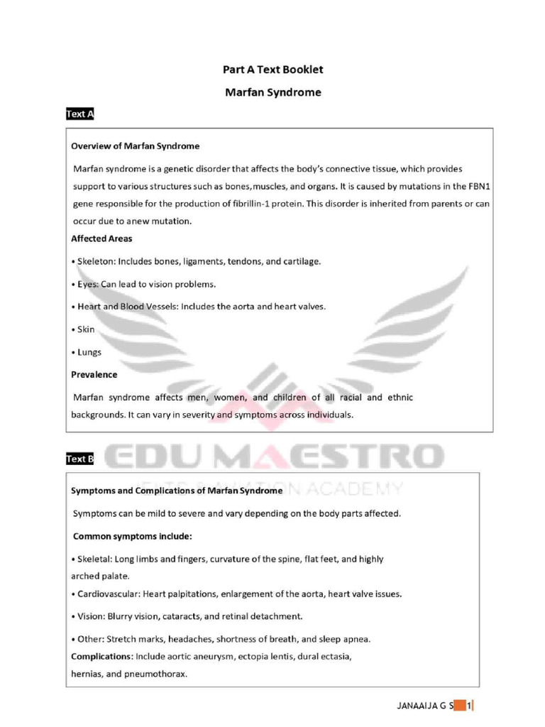 Marfan Syndrome Oet Reading | PDF