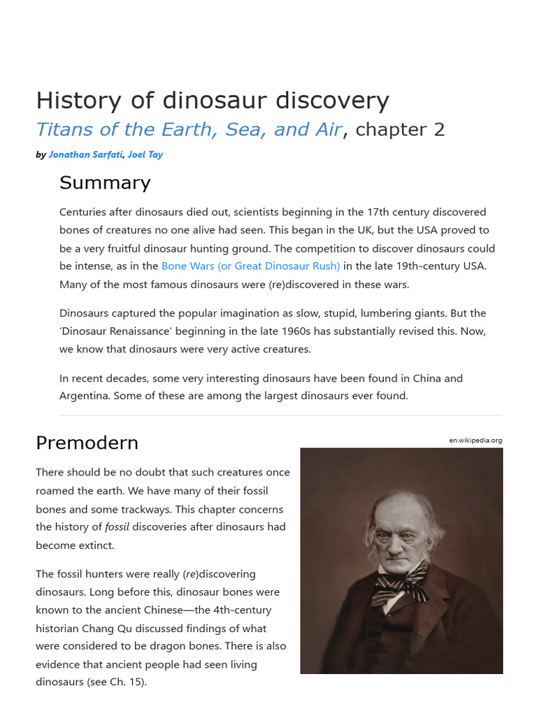 Titans Chapter 2 History of Dinosaur Discovery | PDF | Dinosaurs ...