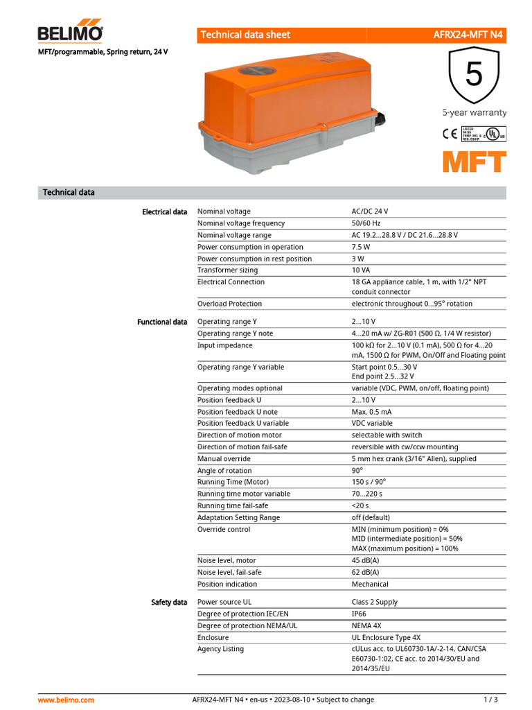 belimo_AFRX24-MFT_N4_datasheet_en-us | PDF | Power Supply | Electrical Engineering