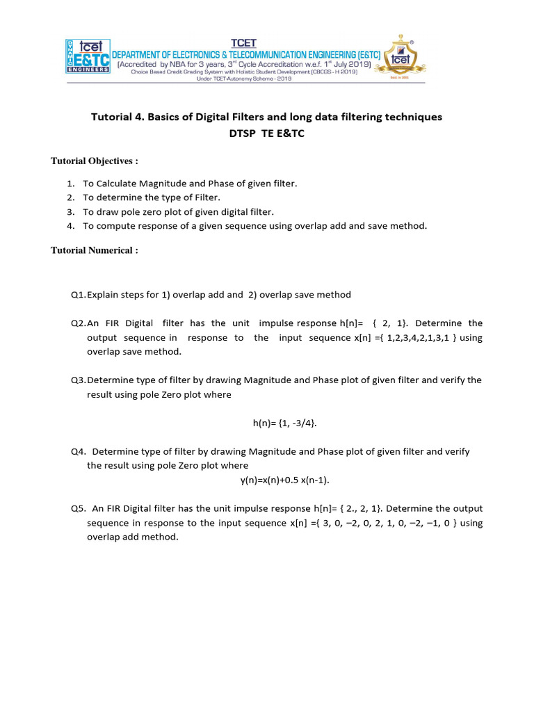 DTSP Tutorial | PDF | Science & Mathematics | Technology & Engineering