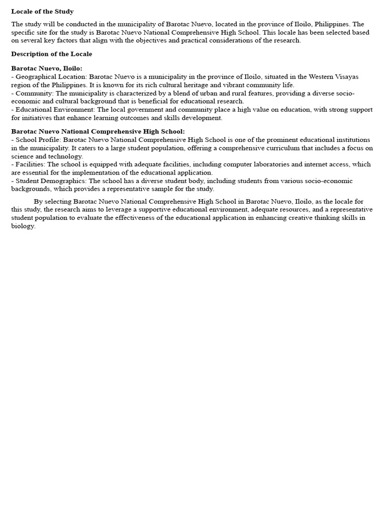 Locale of The Study | PDF | Social Science | Wellness