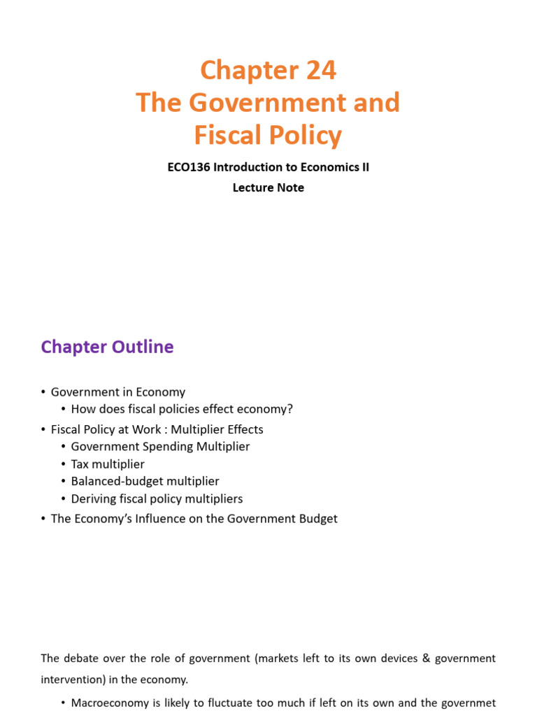 Chapter 24 - The Governmet and Fiscal Policy | PDF | Fiscal Multiplier | Fiscal Policy