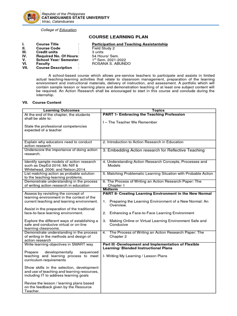 Learning-Plan_FS-2 | PDF | Learning | Teaching