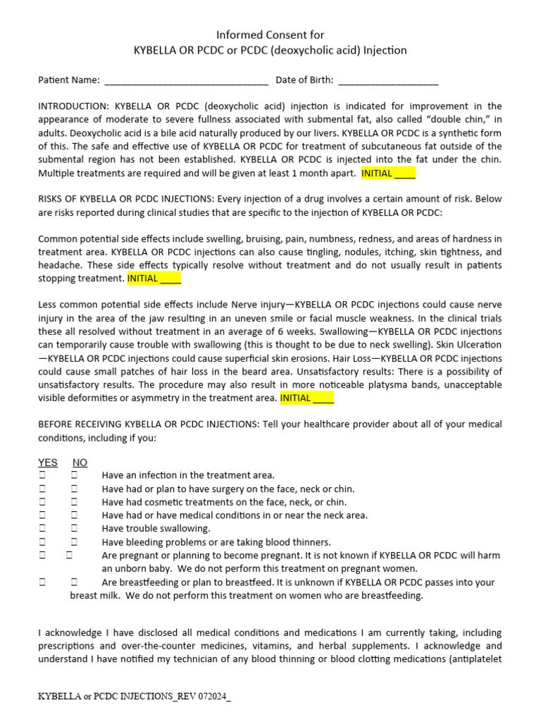 KYBELLA or PCDC INJECTIONS_REV 072024_ | PDF | Injection (Medicine ...