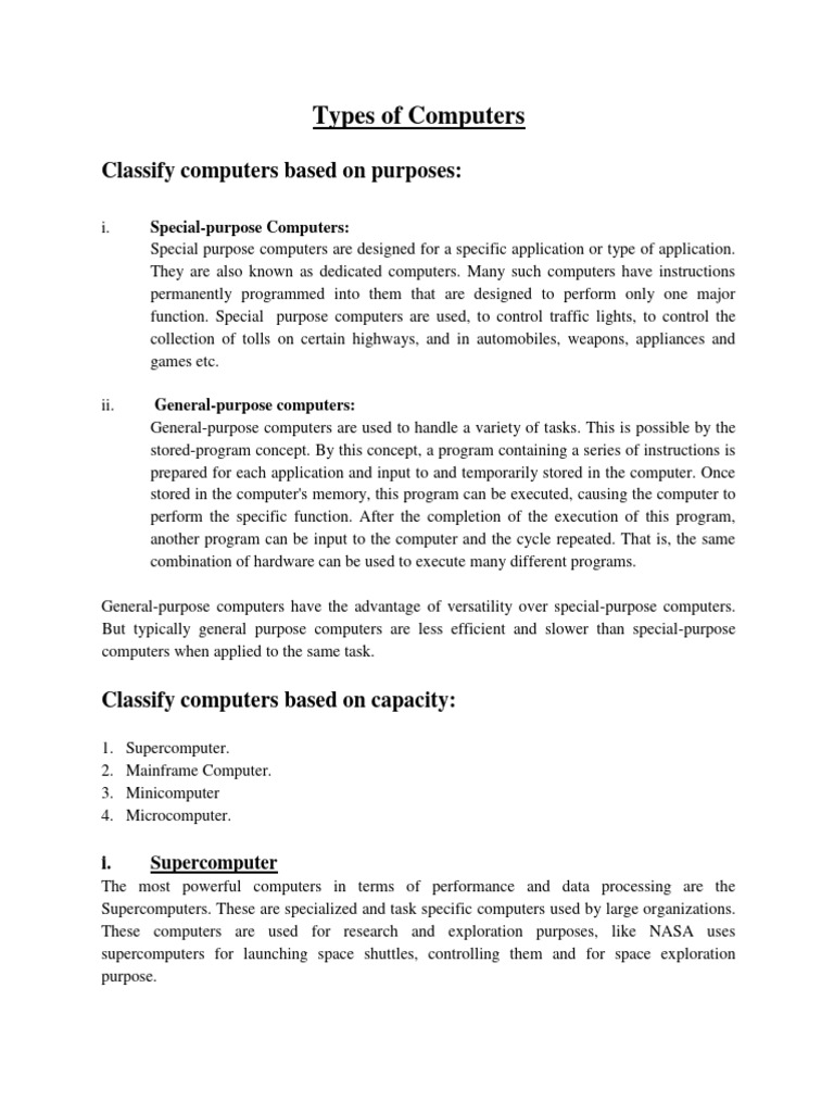 Lec 03 Types & Applications | PDF | Supercomputer | Microcomputers