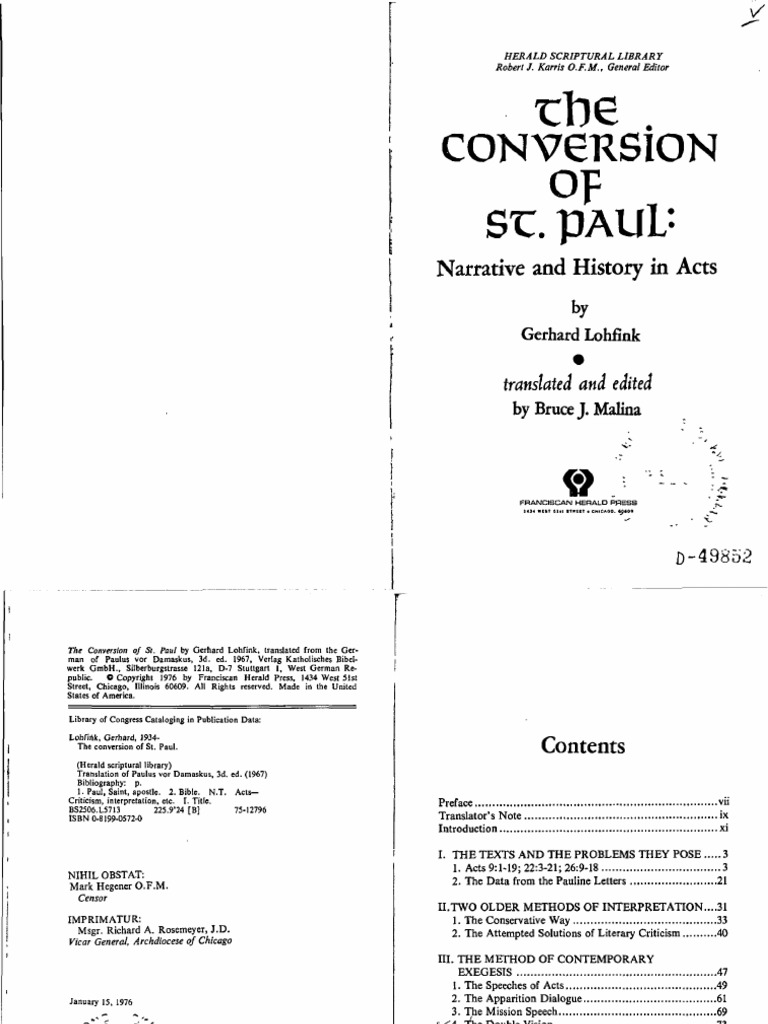 The Conversion of St. Paul - Narrative and History in Acts | PDF | Paul ...