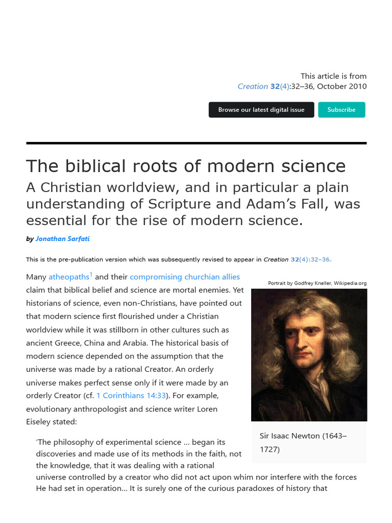 Biblical Roots of Modern Science | PDF | Science | Bible