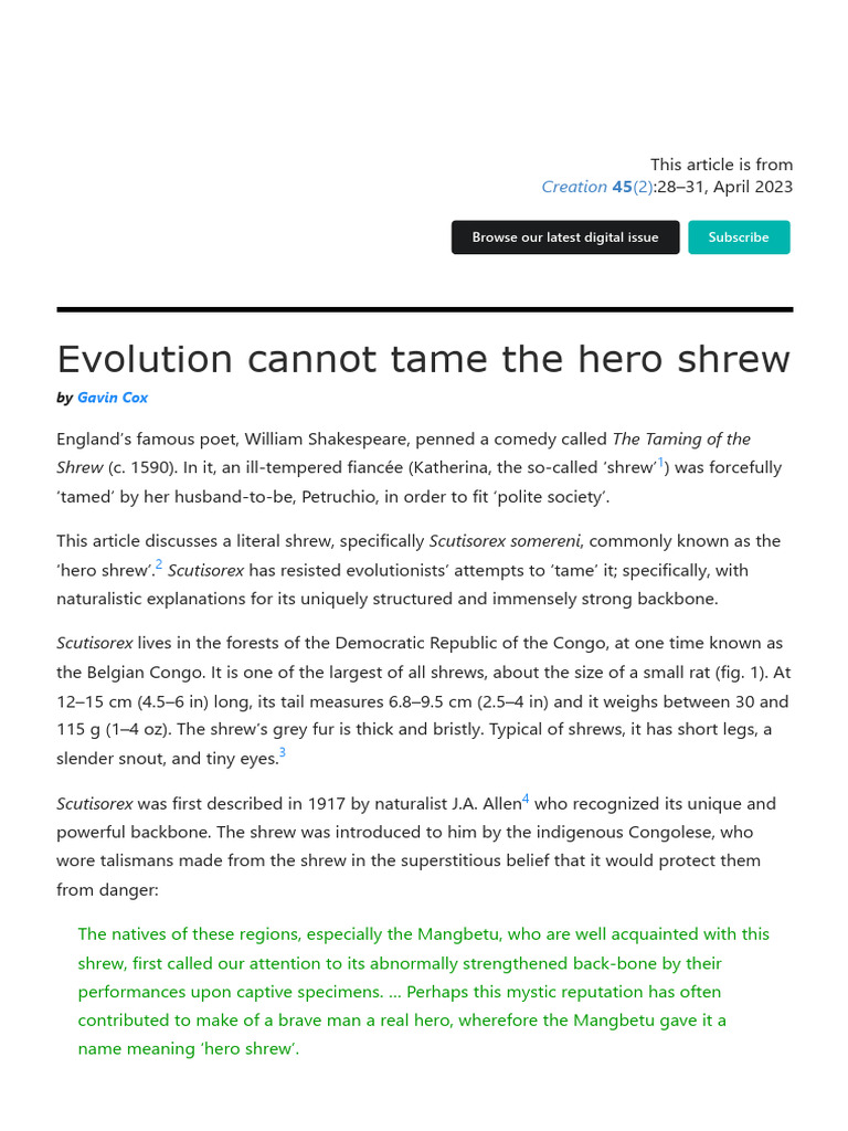 The Hero Shrew of The Congo | PDF