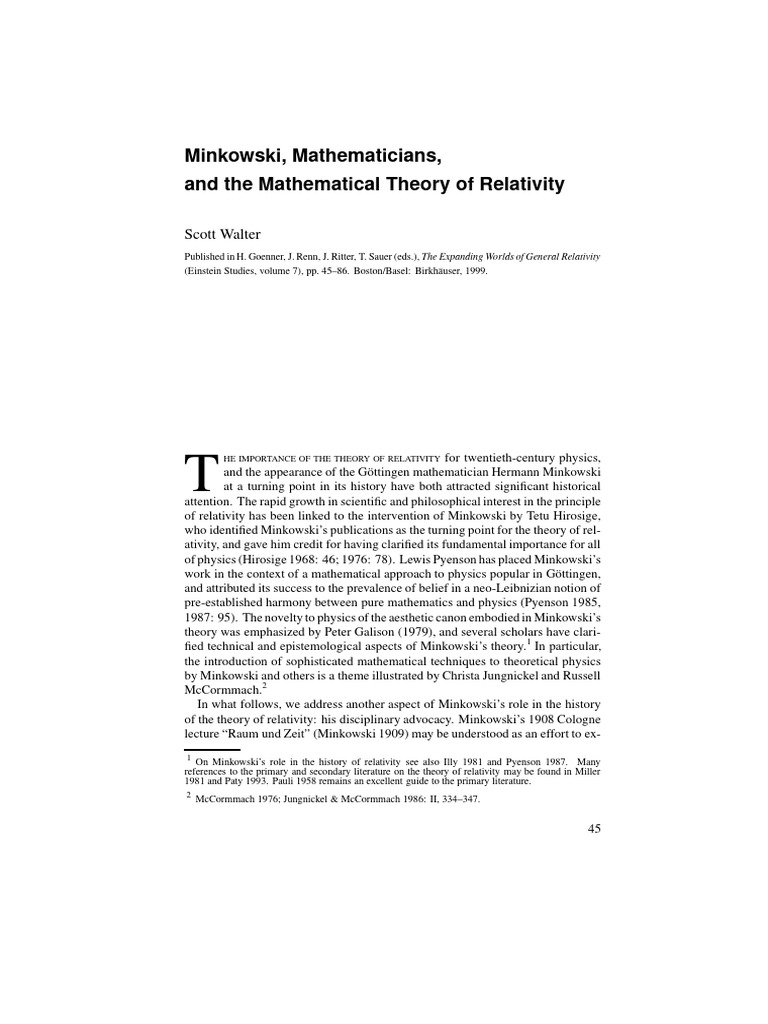 Minkowski Mathematicians and The Mathematical Theory of Relativity by ...