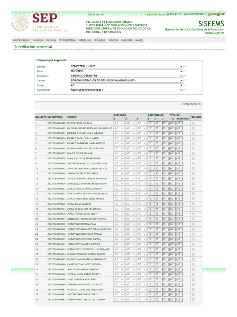 Asistencia y Acreditación CETIS 40 2023 | PDF