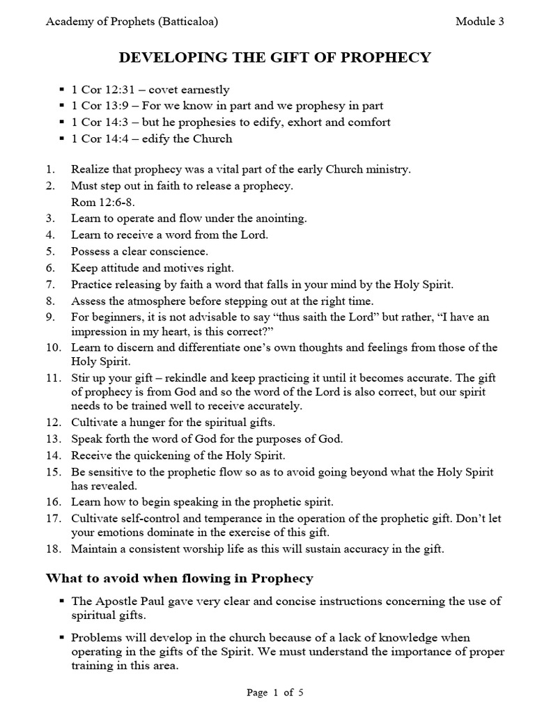 Module 3 Developing The Gift of Prophecy | PDF | Prophecy | Spiritual Gift