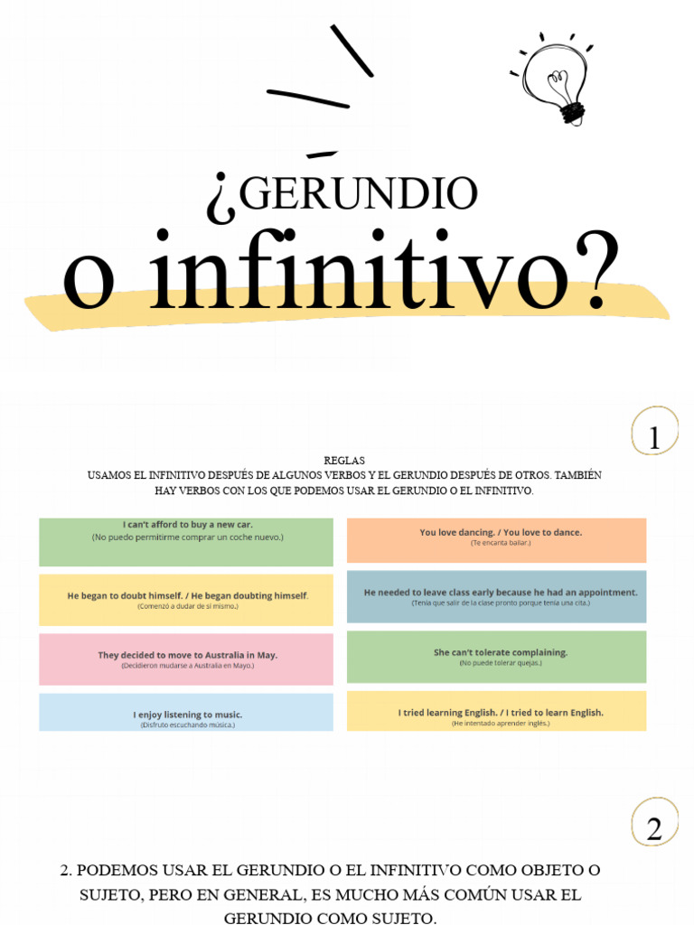 Gerundio vs Infinitivo: Reglas Clave | PDF | Artes del Lenguaje y ...