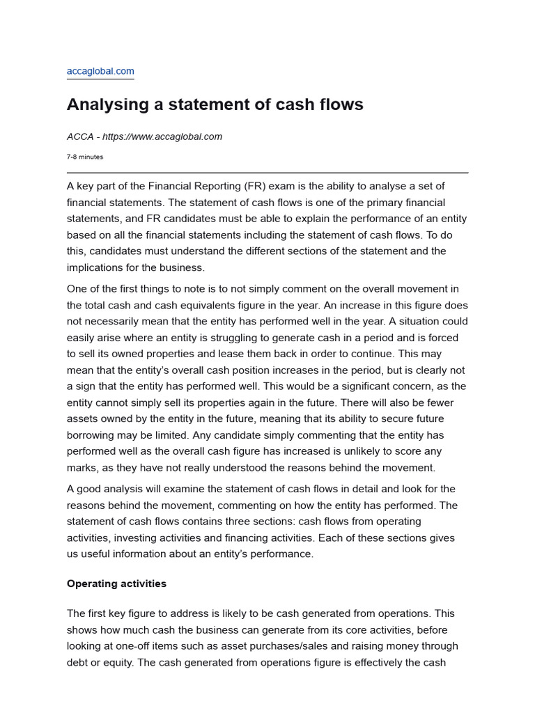 Analyzing Cash Flow Statements for FR Exam | PDF | Dividend | Interest
