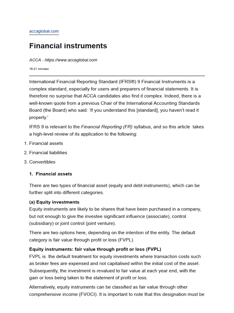 Financial Instruments | PDF | Equity (Finance) | Interest