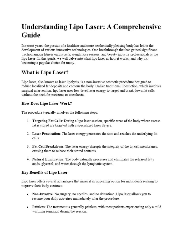 Understanding Lipo Laser | PDF | Medical Specialties | Clinical Medicine