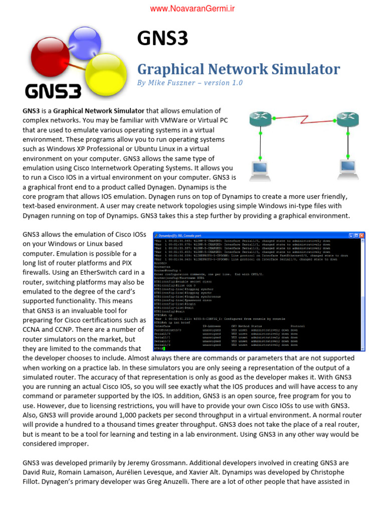 GNS3 Network Simulator Guide | PDF | Network Switch | Ip Address