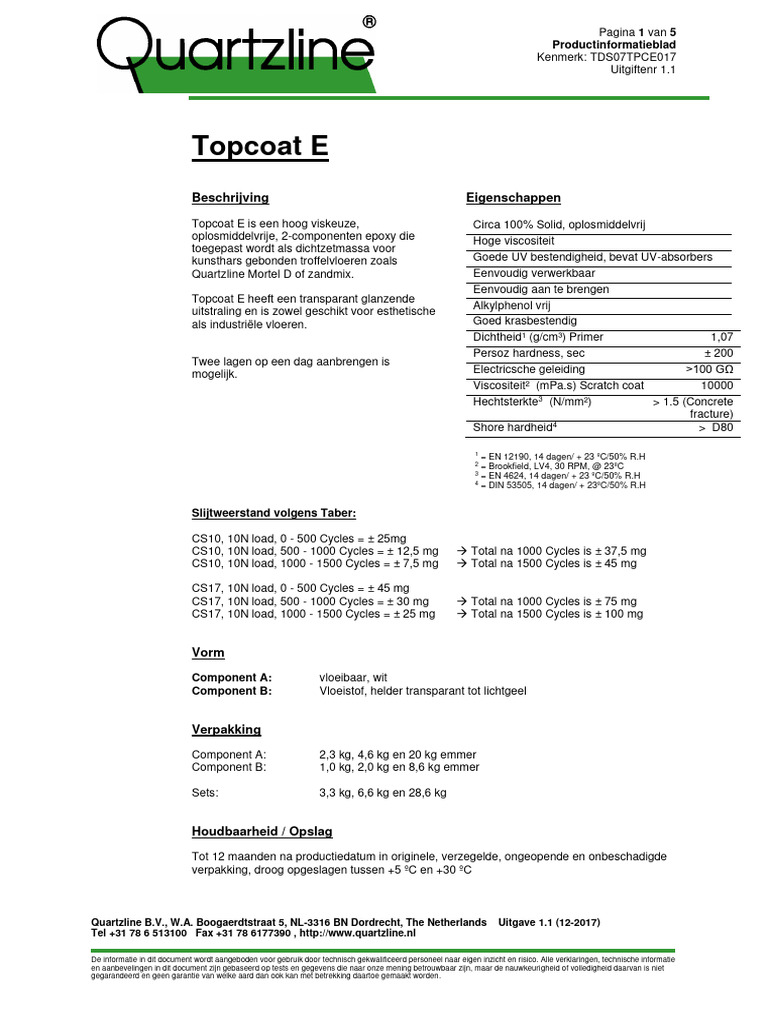TDS Topcoat E V1.1 Dutch RDY | PDF