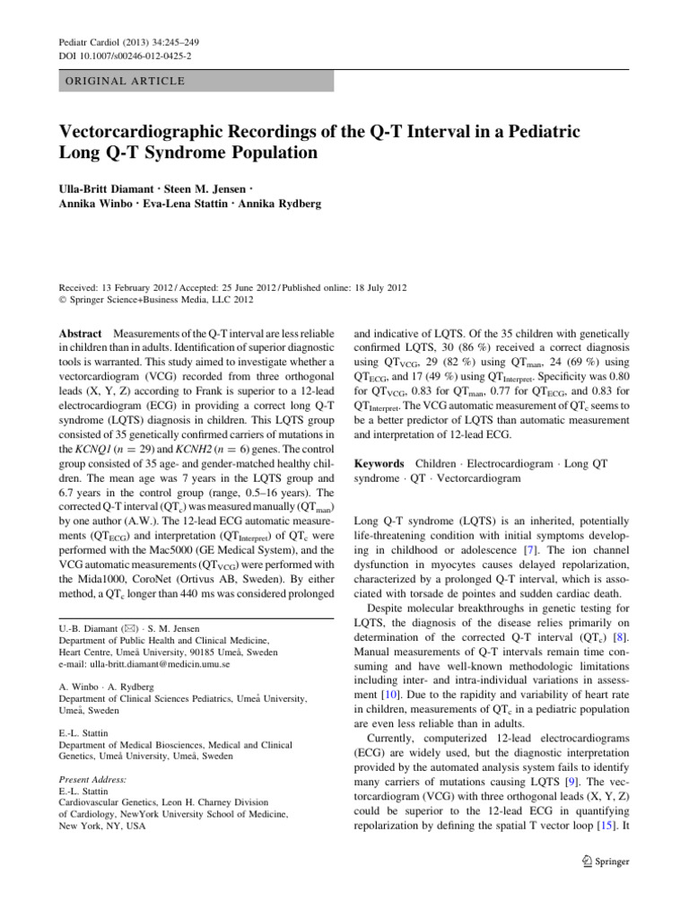 Pediatric Long Q-T Syndrome Diagnosis | PDF | Electrocardiography ...