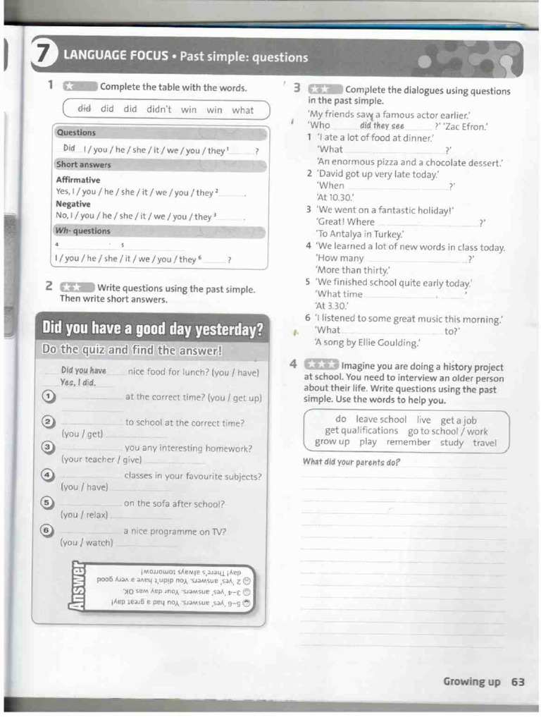 English Plus 1 2nd Ed WB P. 63 | PDF