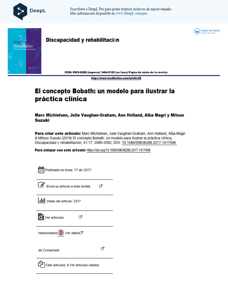The Bobath Concept A Model To Illustrate Clinical Practice 2019 Es ...