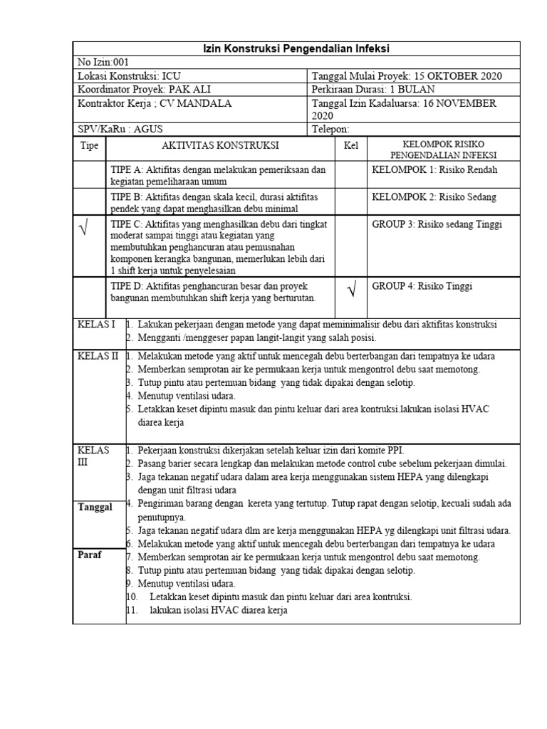 Izin Konstruksi ICU: Risiko Tinggi | PDF