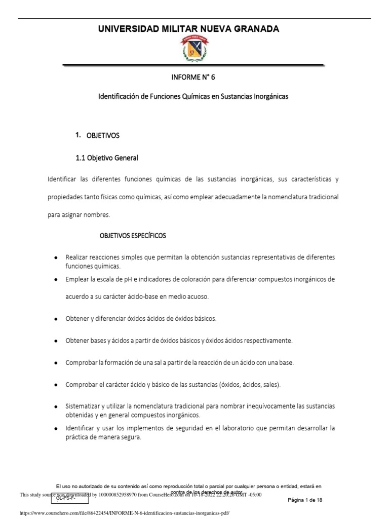 INFORME N 6 Identificacion Sustancias Inorganicas PDF | PDF | Bicarbonato de sodio | Magnesio