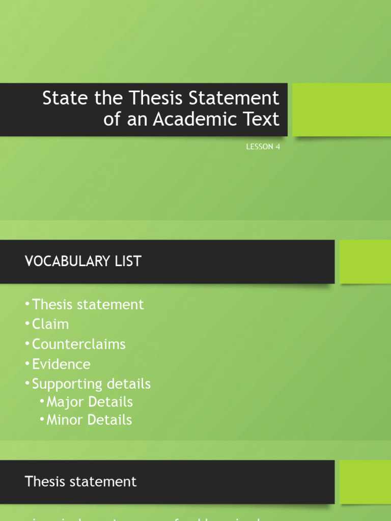 EAPP - L4 - State The Thesis Statement of An Academic Text | PDF | Thesis | Essays
