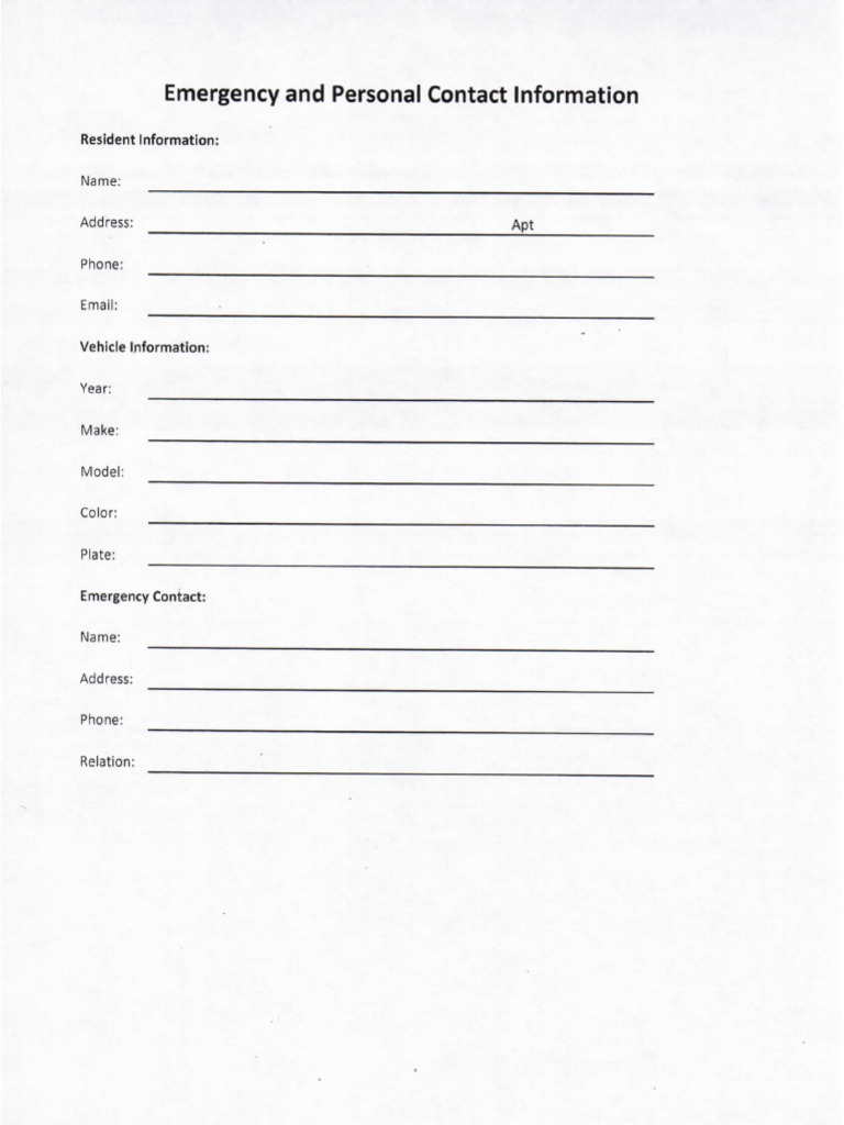 Emergency and Personal Contact Information | PDF