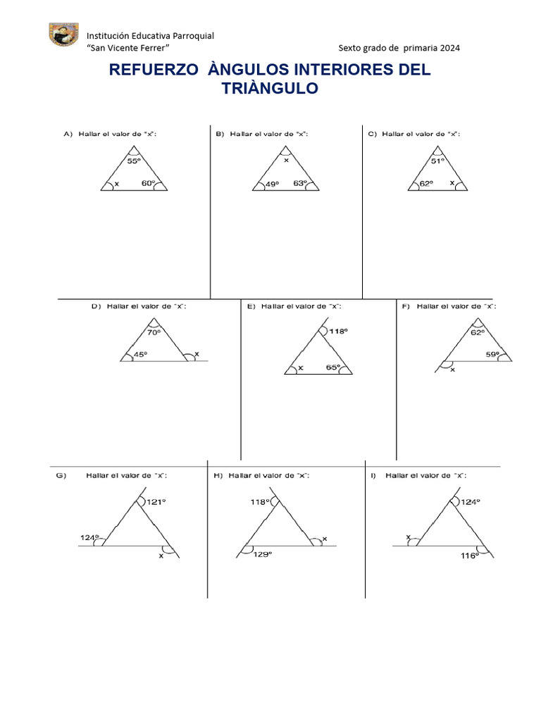 Refuerzo Ficha - Ngulos Interiores Del Tri-Ngulo | PDF