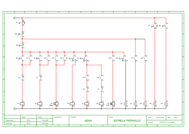 Projeto 13 - Partida Estrela-Triângulo Com Reversão - Esquema de Comando | PDF | Xadrez