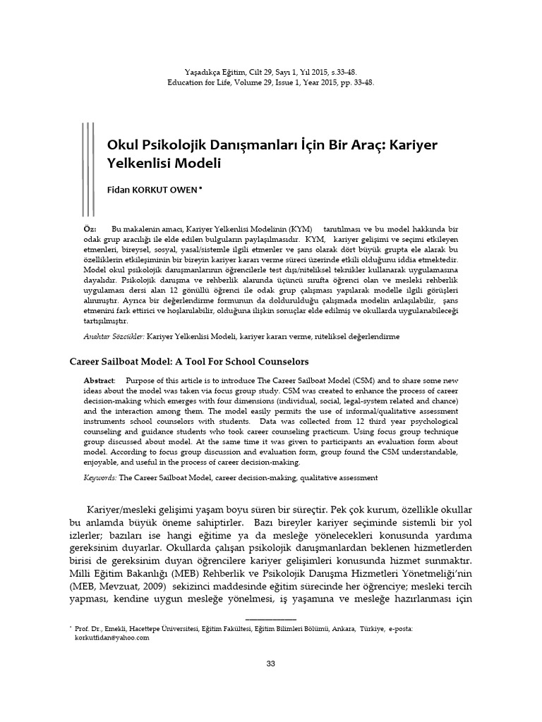 Kariyer Yelkenlisi Modeli | PDF