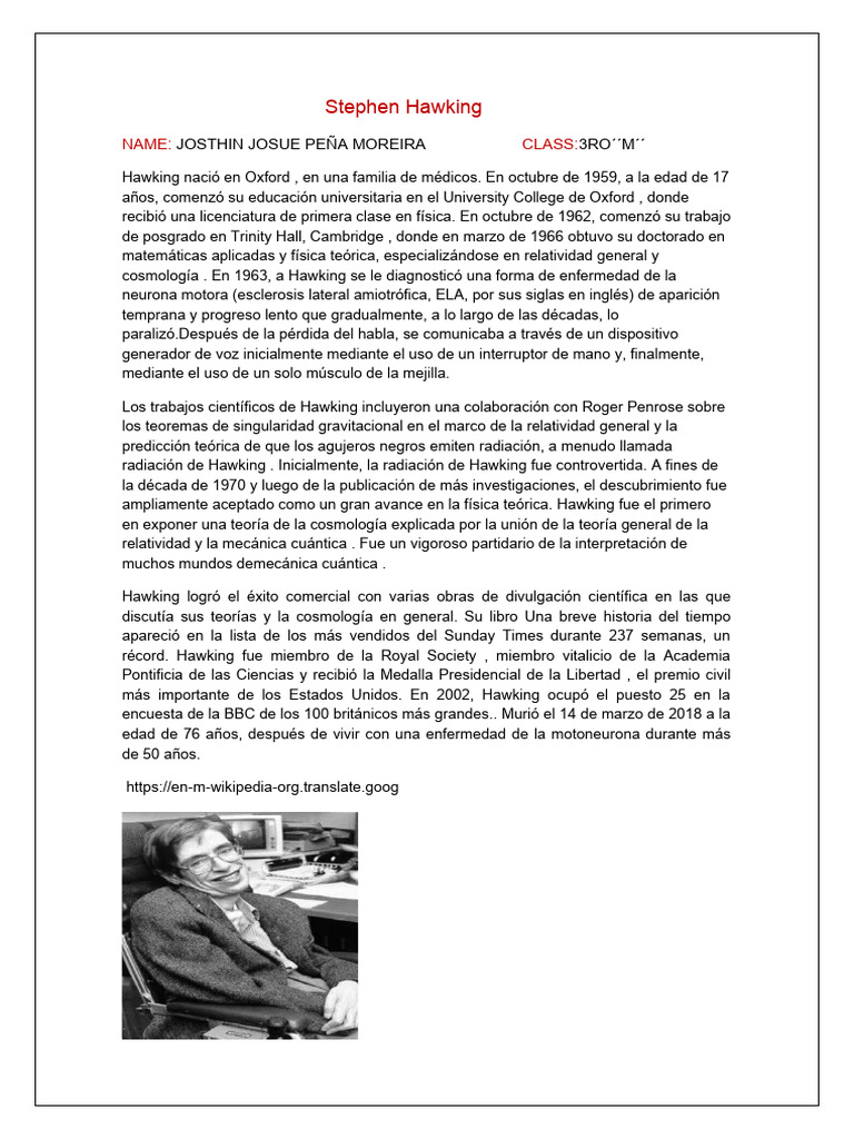 Stephen Hawking | PDF | Stephen Hawking | Science