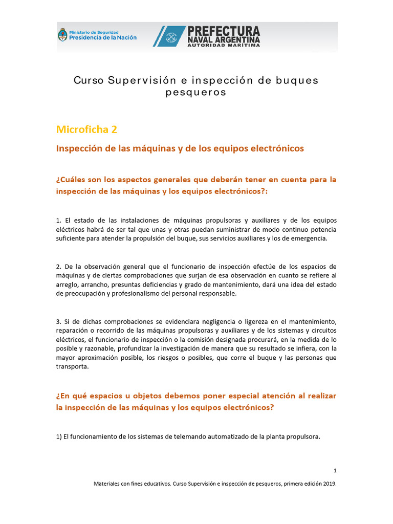 Inspección de Máquinas y Equipos en Buques Pesqueros | PDF | Ingenieria Eléctrica