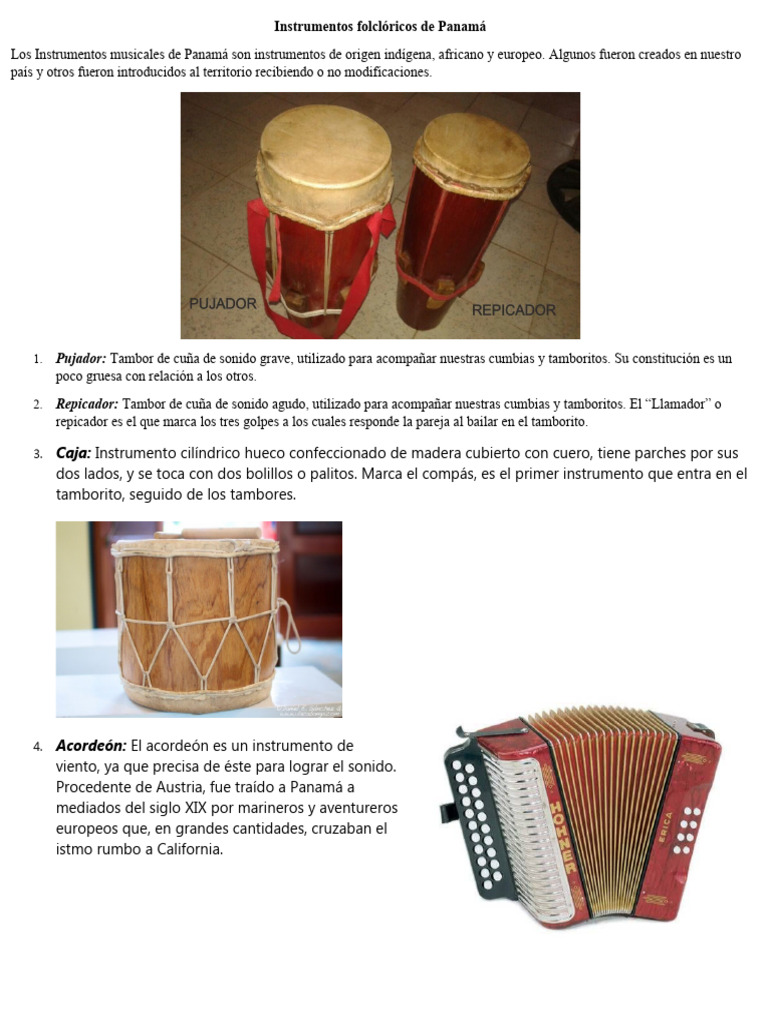 Instrumentos Folclóricos de Panamá | PDF | Instrumentos musicales ...