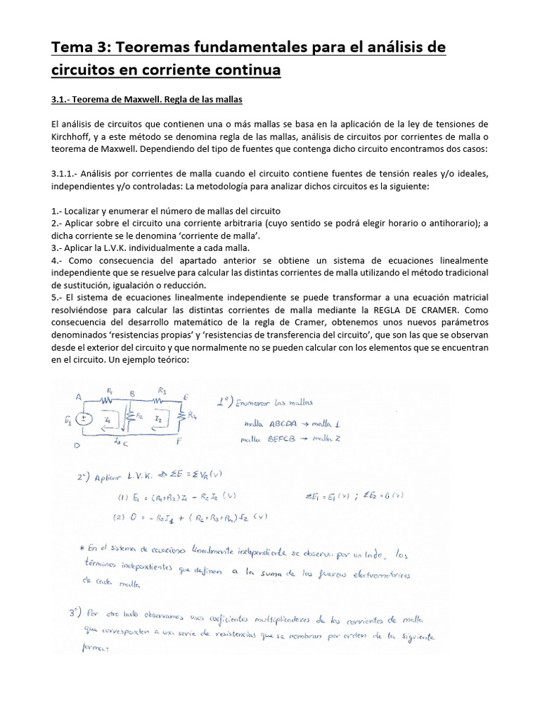 Tema 3 - Analisis de Circuitos 1oGIEA | PDF | Red eléctrica | Corriente eléctrica